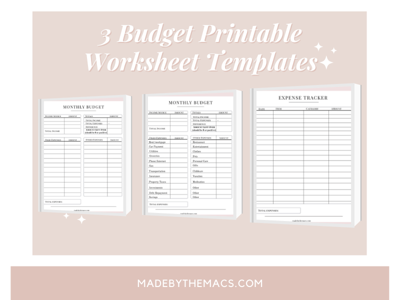 3 Great Budget Printable Worksheet Templates - Made By The Mac's