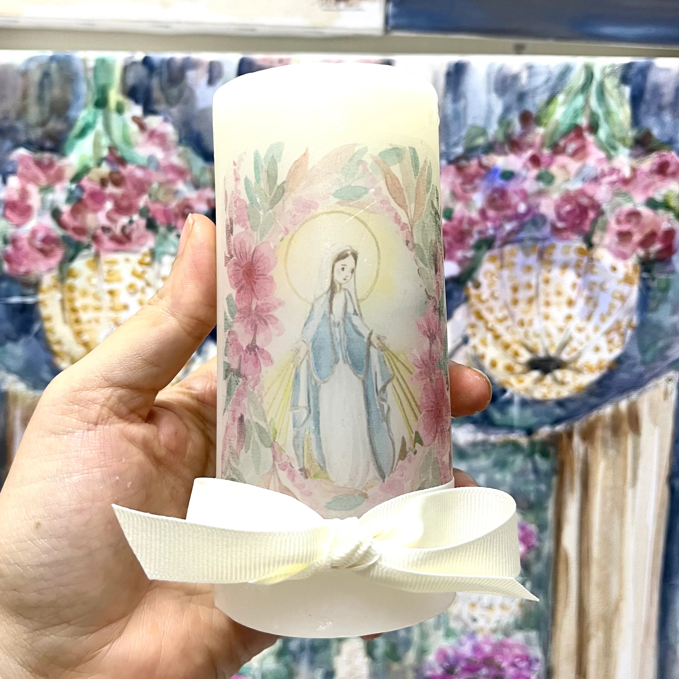 Vela Tipo Cirio Medalla Milagrosa Maitesart