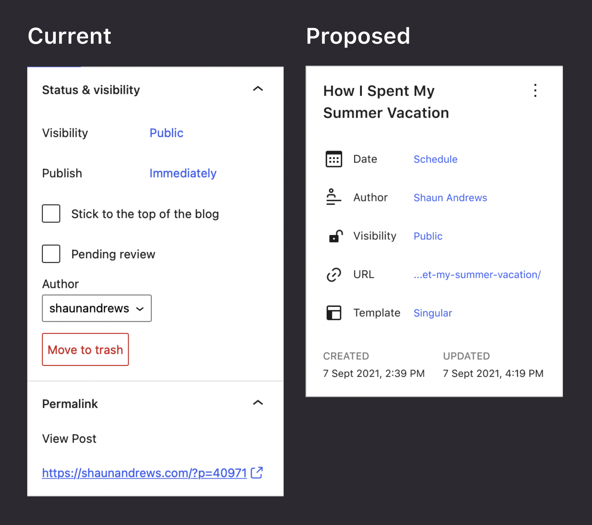 Document Status and Visibility – Make WordPress Design