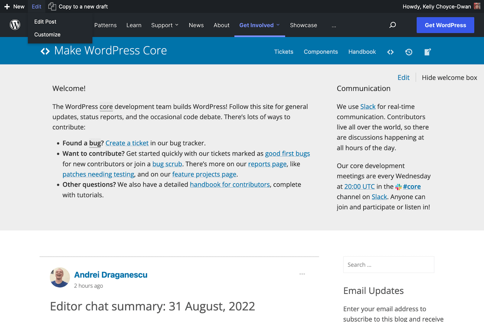 Simplifying the Admin Bar & Global Navigation Menu – Make WordPress.org