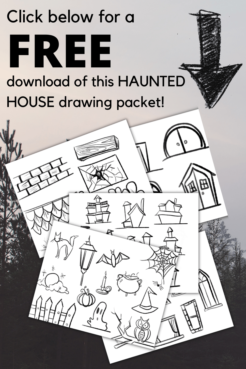 How to Draw a Haunted House…with FREE drawing packet! » Make a Mark Studios