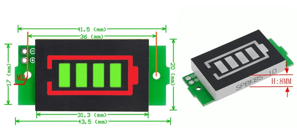 Battery Level Indicator Module 1S-8S (Green General)