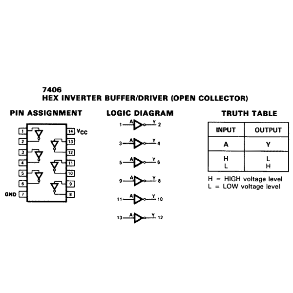 IC 7406 Hex Inverter Buffer/Driver | Makers Electronics