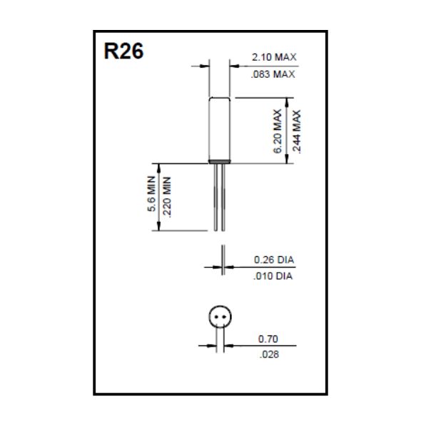 Crystal 32.768kHz 20PPM 12.5pF 30kΩ DT-26