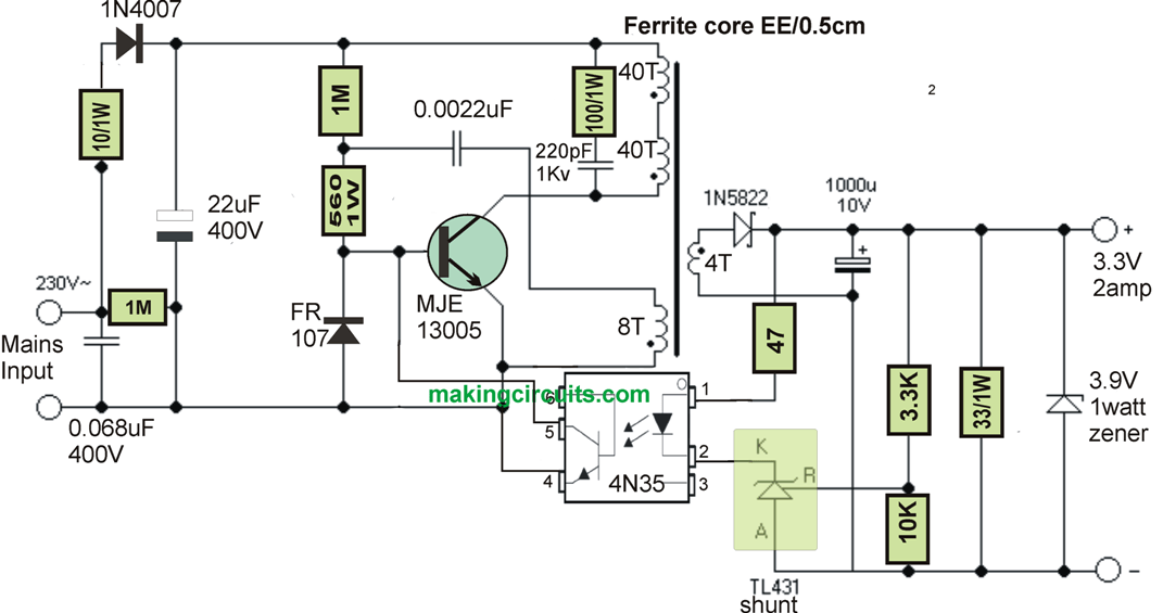 Simple Switch Mode Power Supply Circuit Diagram