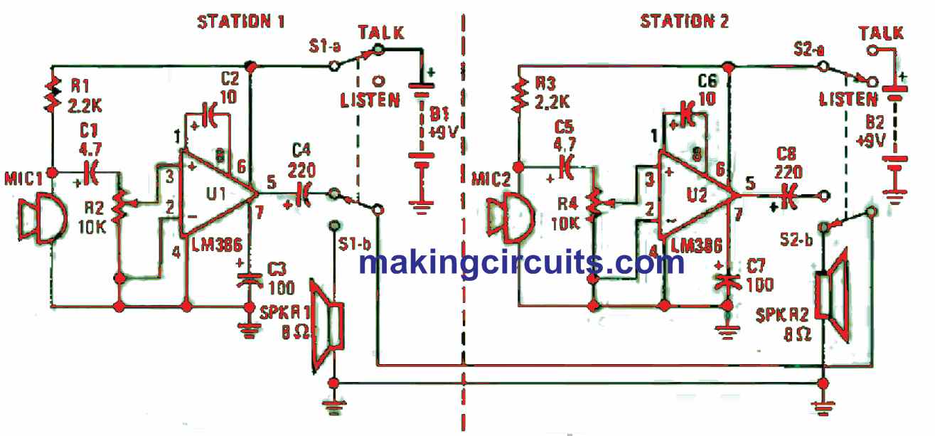 Two Way Intercom Circuit Diagram