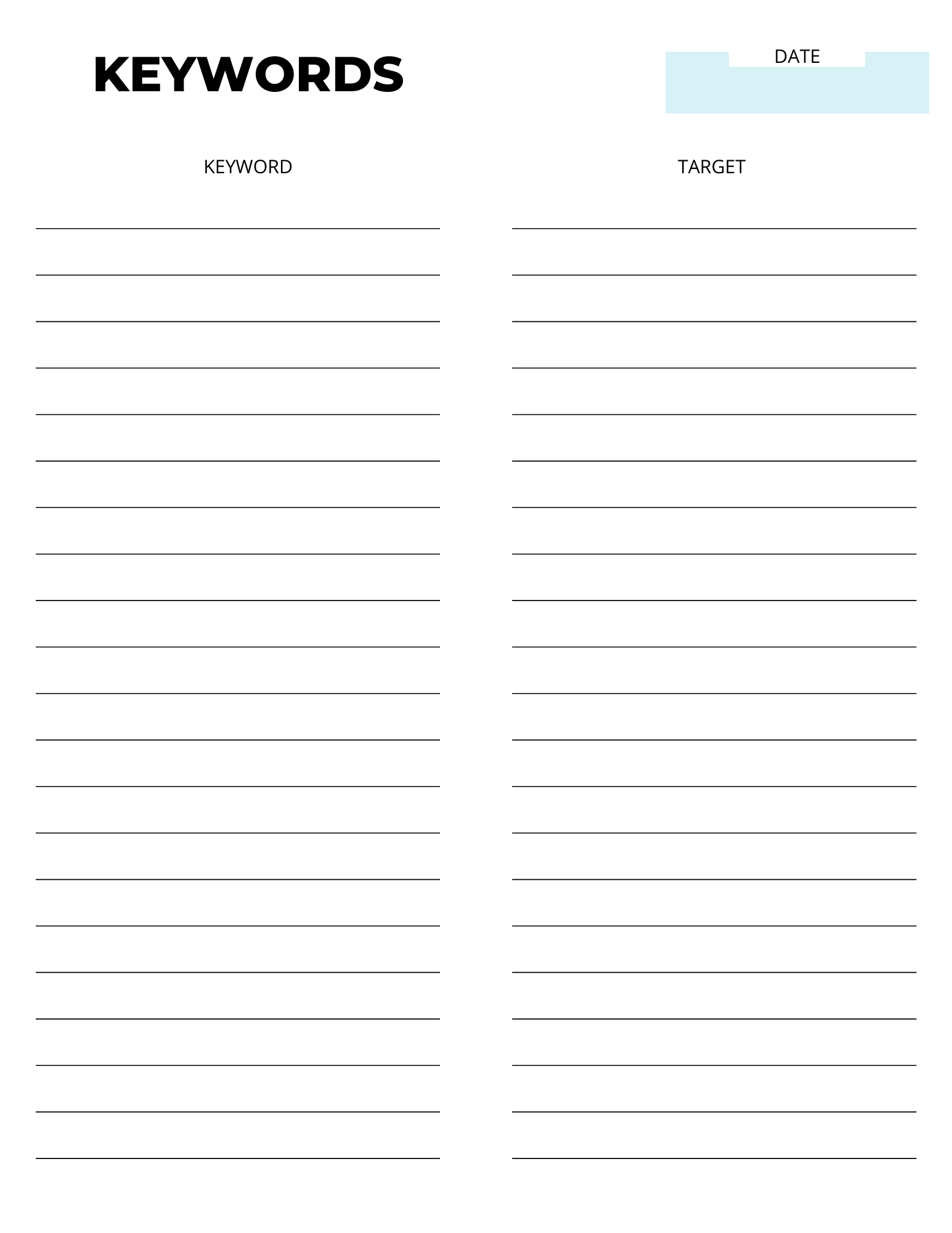 Printable Keyword List – Making It Remotely