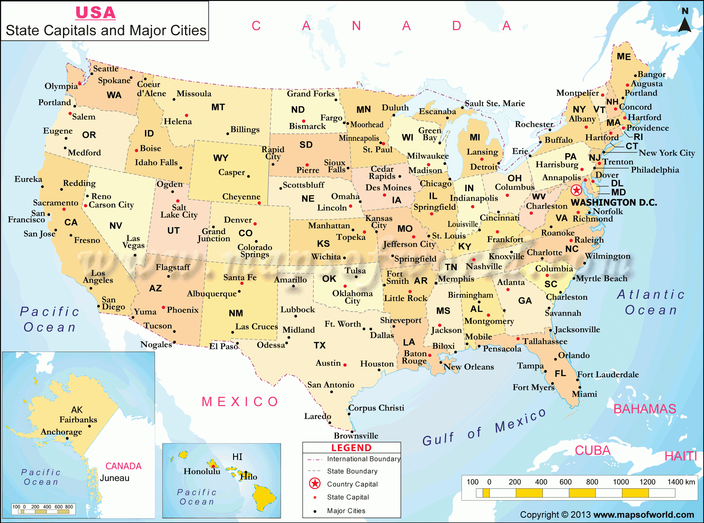 Us Map With Main Cities Map - Printable Map Of The US