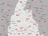 Map Of E Postcode Districts East London Maproom