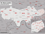 Map Of W Postcode Districts West London Maproom