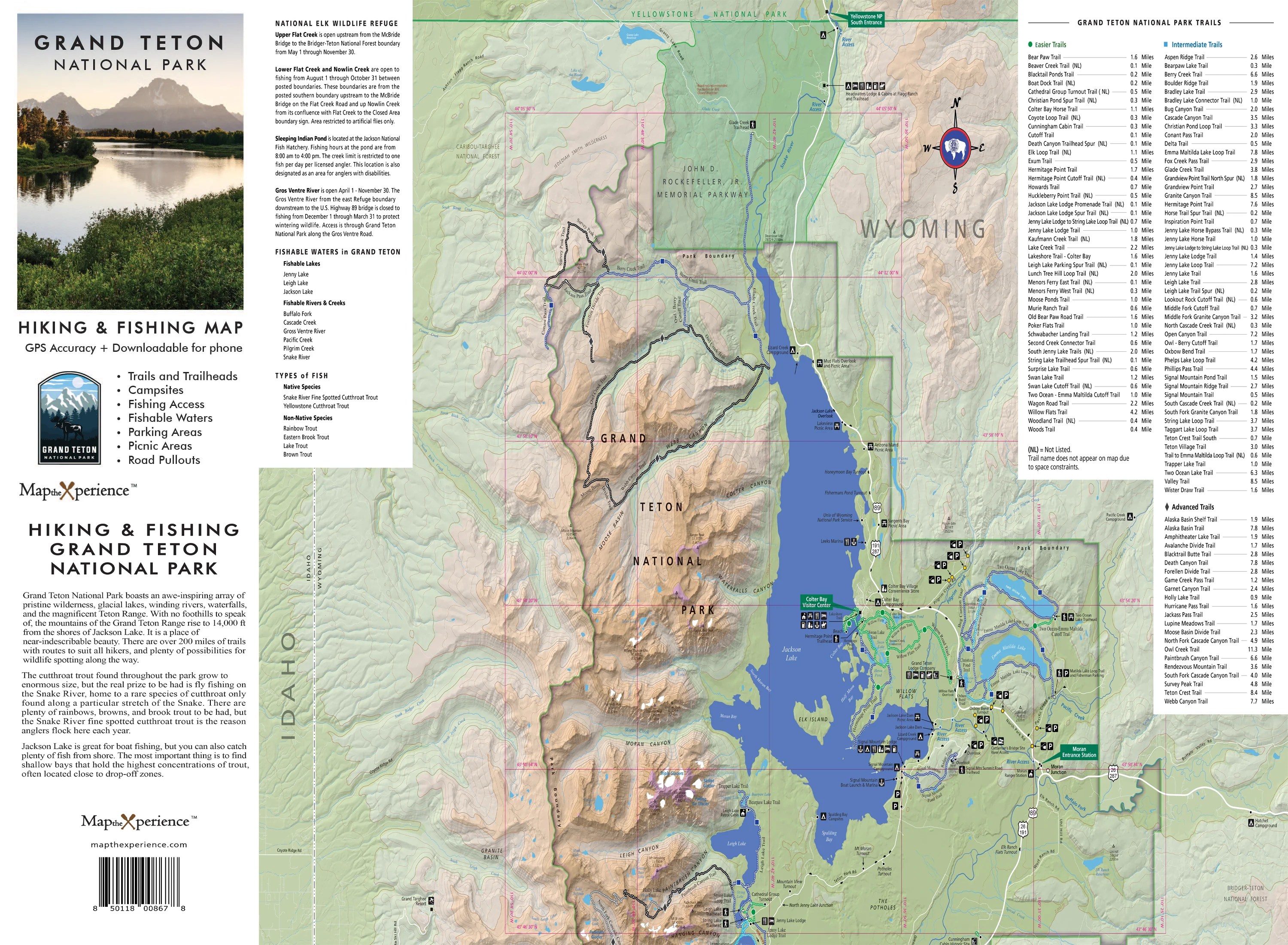Grand Teton Park Hiking Fishing Map Gps Accurate Mapthexperience