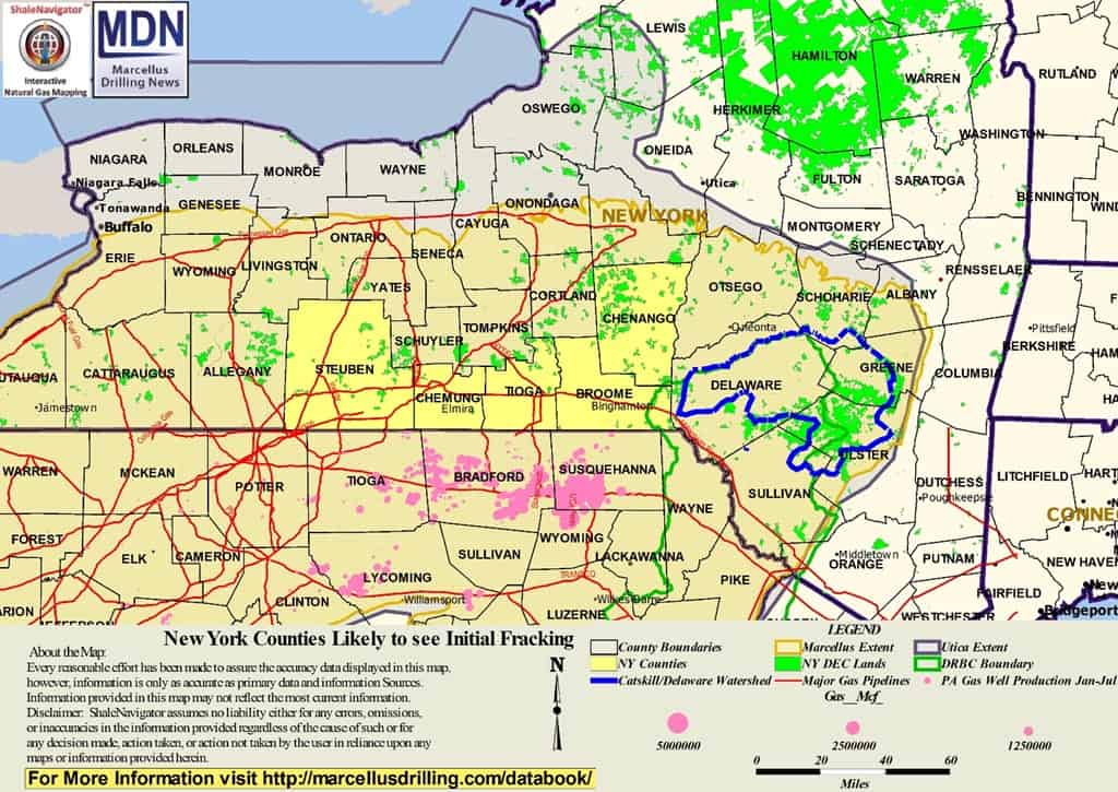MDN Map of NY Counties Likely to See Initial Fracking [Free ...