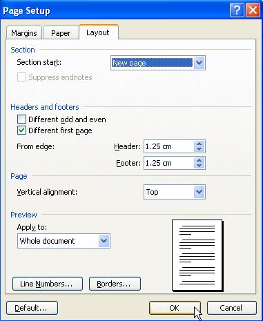 How to start a header or footer from the second page in a Word document ...