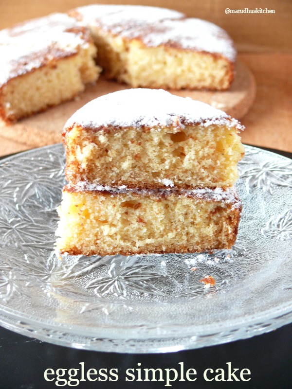 eggless simple cake/plain vanilla sponge cake(basic) - Marudhuskitchen