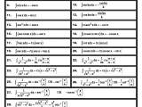 Integration Formulas Sheet
