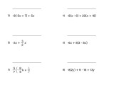 Simplifying Algebraic Expressions Worksheet