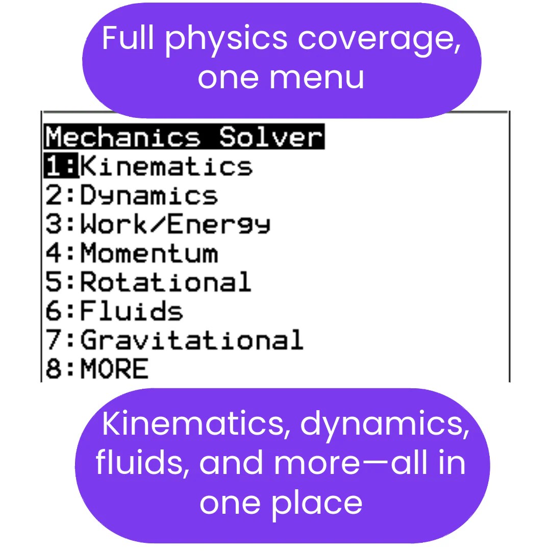 Physics Mechanics Solver Ti84 Plus Ce Calculator Programs Fysolv