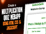 Multiplication Quiz Webapp Using Html Css And Javascript