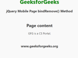 Jquery Mobile Page Bindremove Method Geeksforgeeks