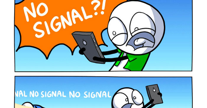 Cell Phone Addict Comic - No Signal - Media Chomp
