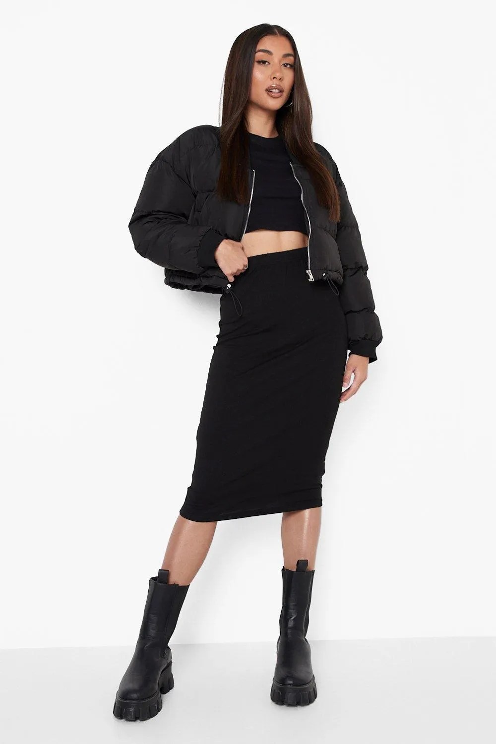 Skirts Basic Jersey Midi Skirt Boohoo
