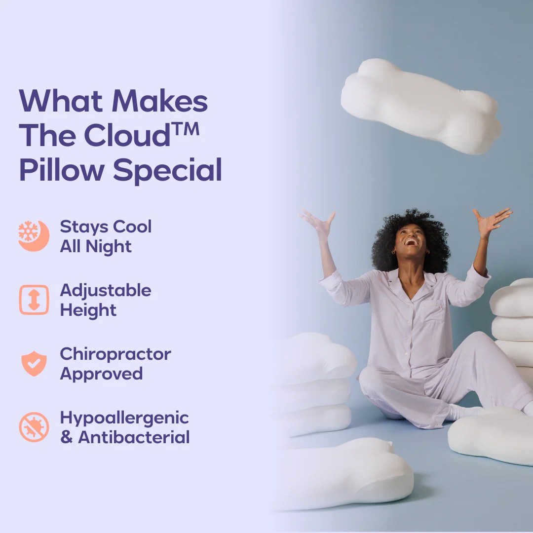 Cloud Pillow Cloudalignâ Memory Foam Pillow For Sleep Comfort â Mellow