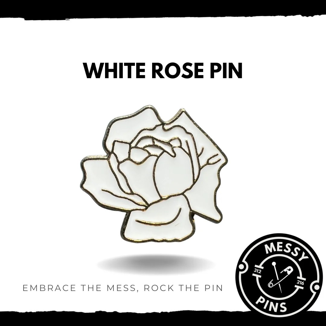 White Rose Pin Messy Pins