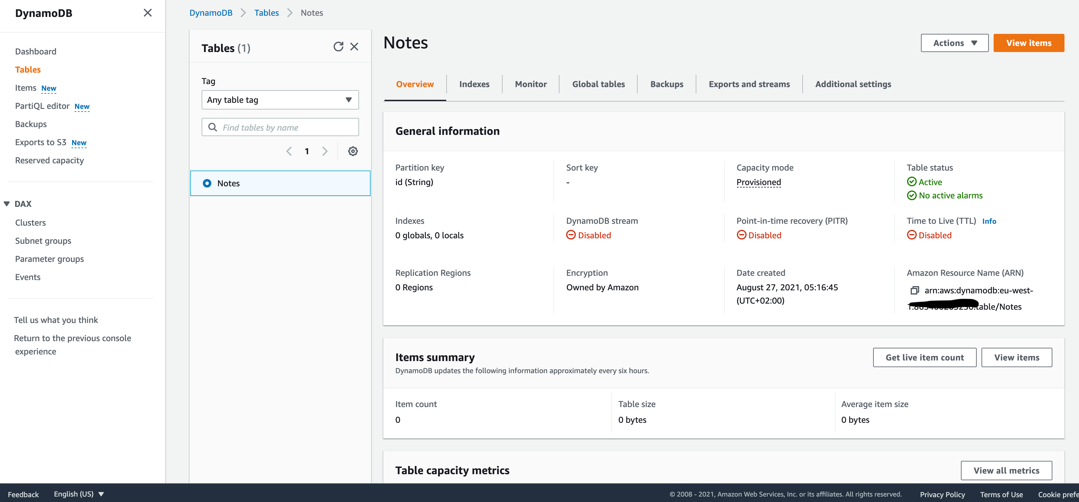DynamoDB New Console | FLAME-GAMES/MNUBE
