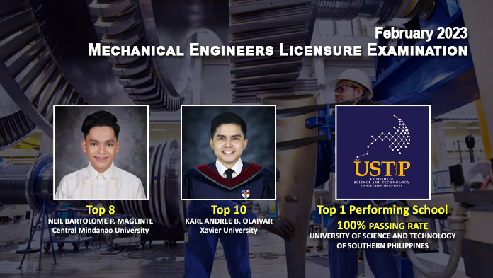 CMU, XU grads in Top 10 of February 2023 Mechanical Engineers Board Exam; USTP is No. 1 ...