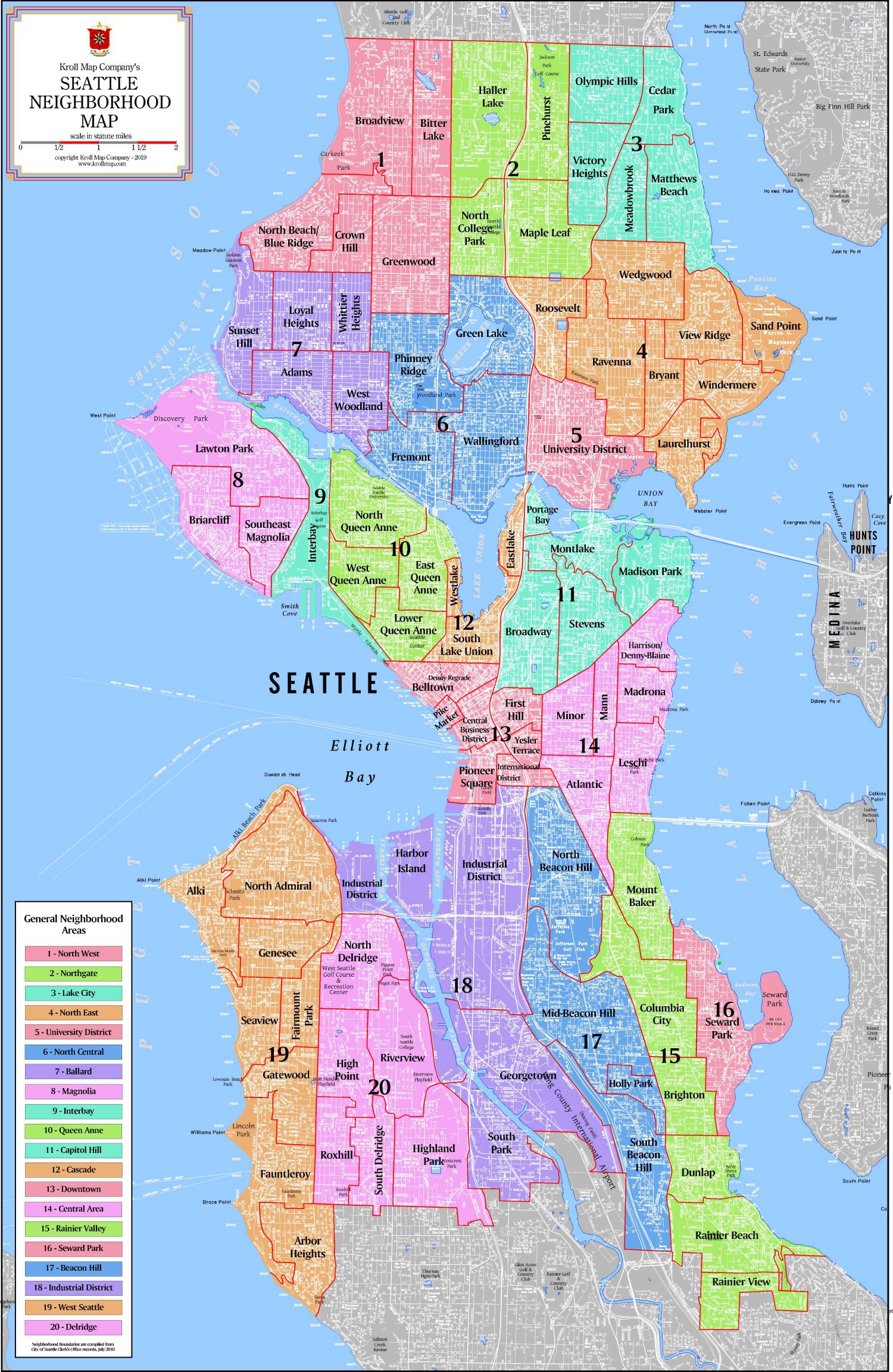 Seattle Neighborhood Map Metsker Maps