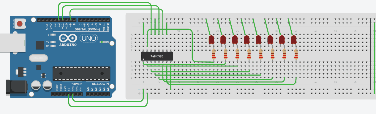 74HC595 Shift Register Pinout, Working, Arduino Interfacing