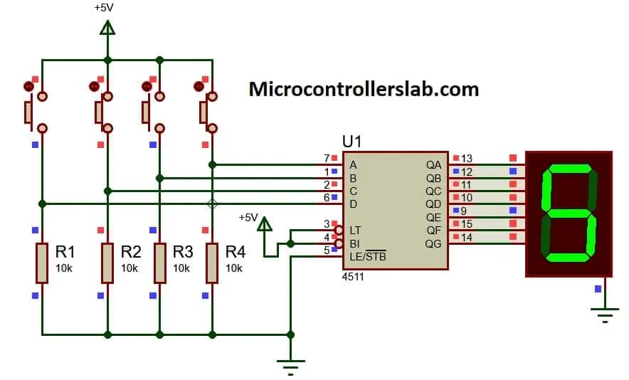 Bcd To 7 Segment Display Using Ic 7447 Circuit Diagram