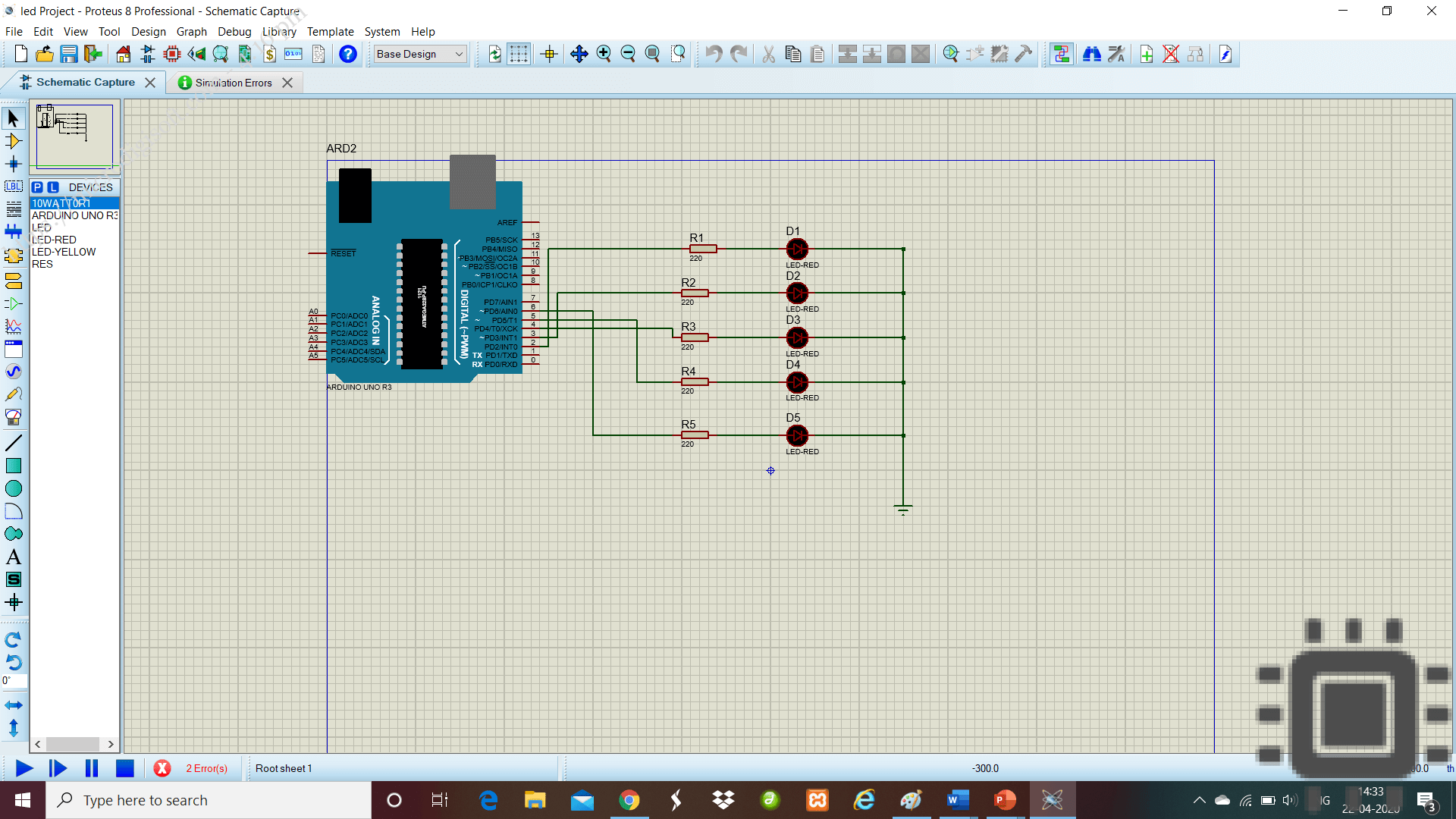 microdigisoft.com | Blinking Multiple LED in Proteus Software