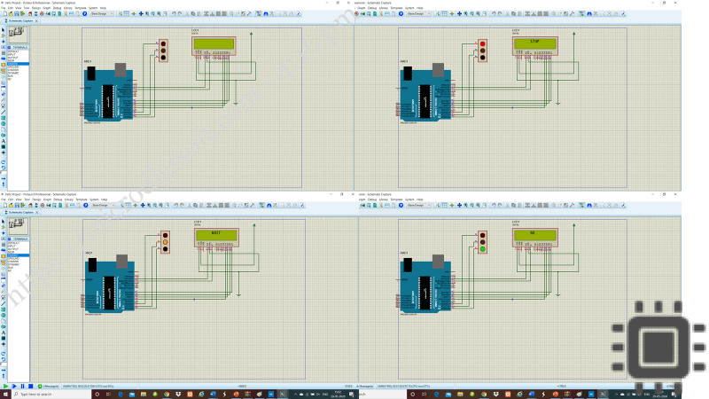 microdigisoft.com | Traffic Light using Arduino in Proteus