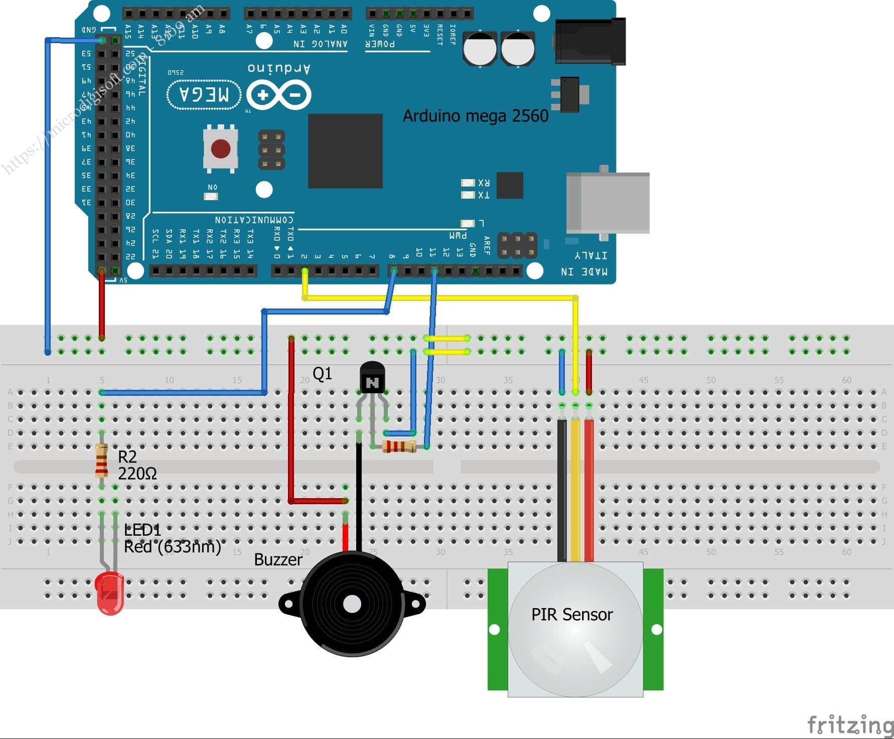 PIR Motion Sensor Alarm System with Arduino | microdigisoft.com