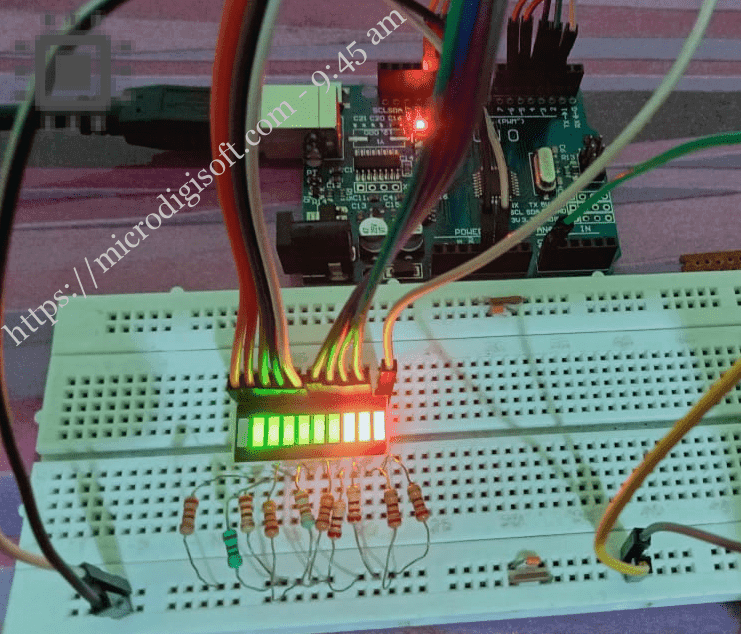 How to use 10 Segment LED Bar in Arduino? | microdigisoft.com