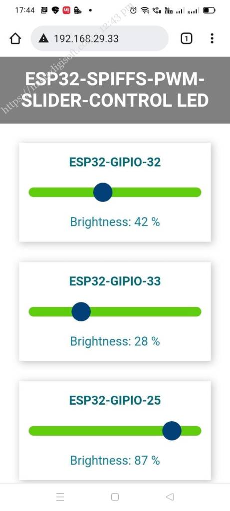 Esp32 Web Server Websocket Pwm With Multiple Sliders