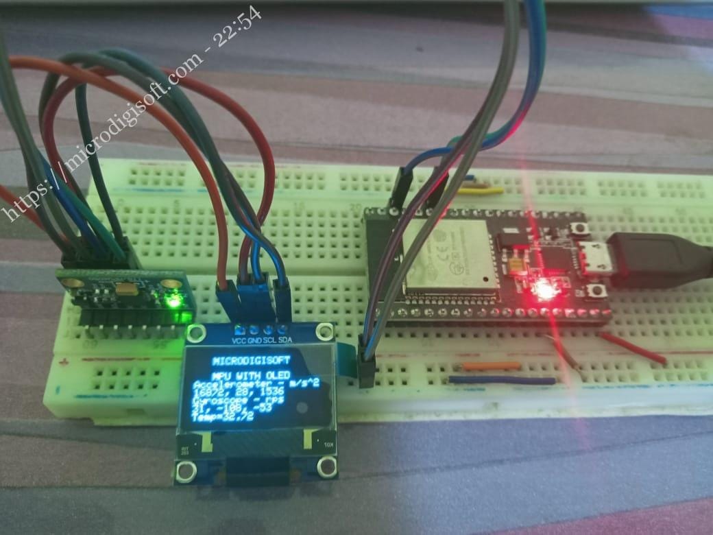 ESP32 with MPU-6050 Accelerometer, Gyroscope and Temperature Sensor ...
