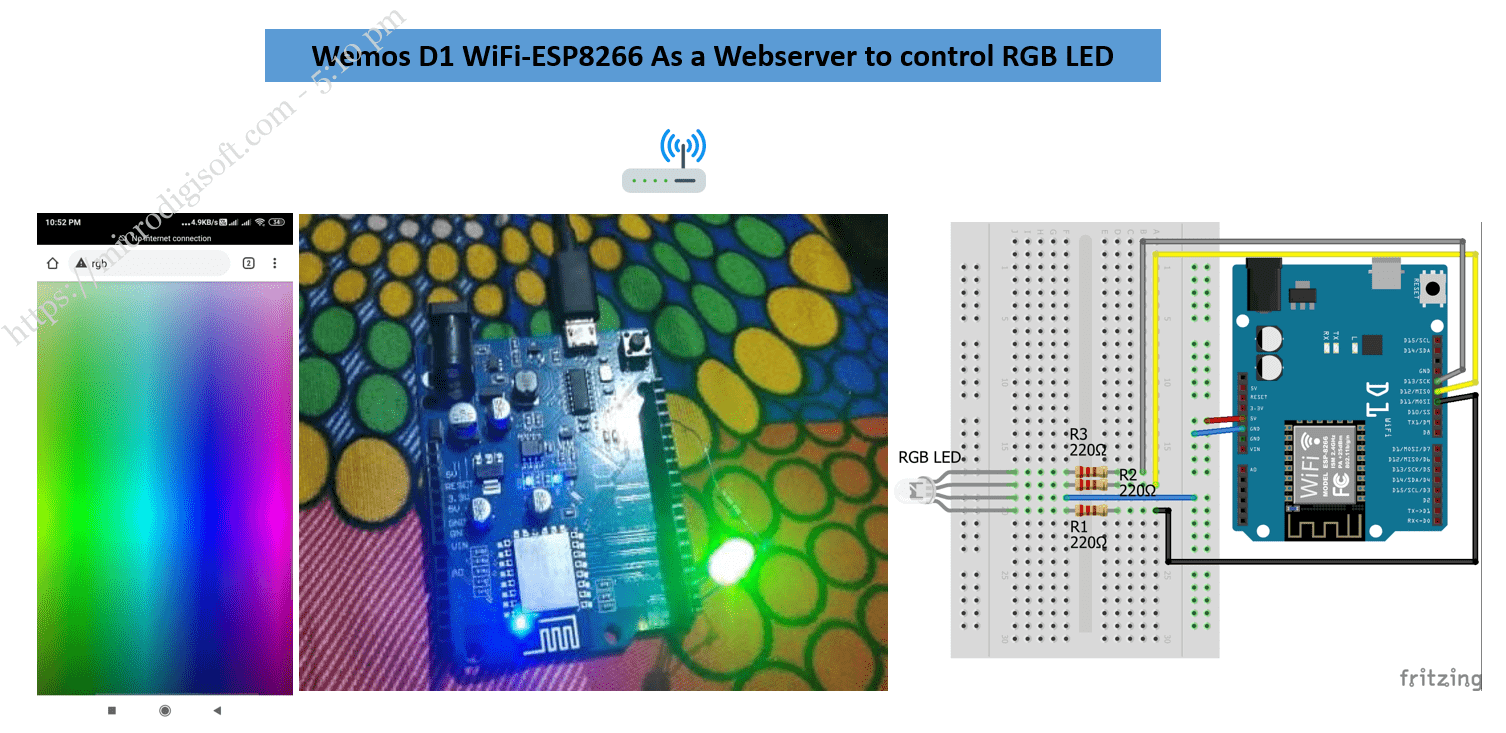 Wemos D1 WiFi-ESP8266 As a Webserver to control RGB LED | microdigisoft.com