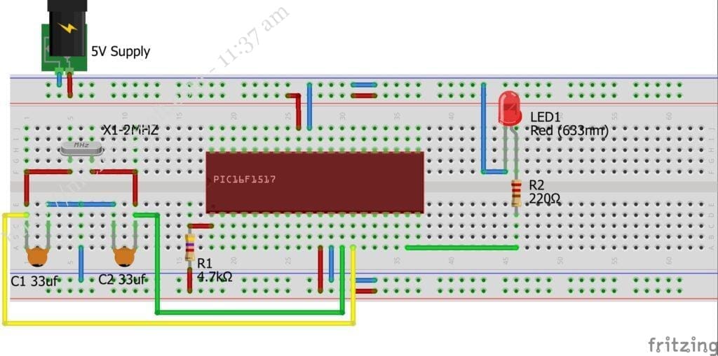 Blinking Led Using Pic Microcontroller Using Proteus