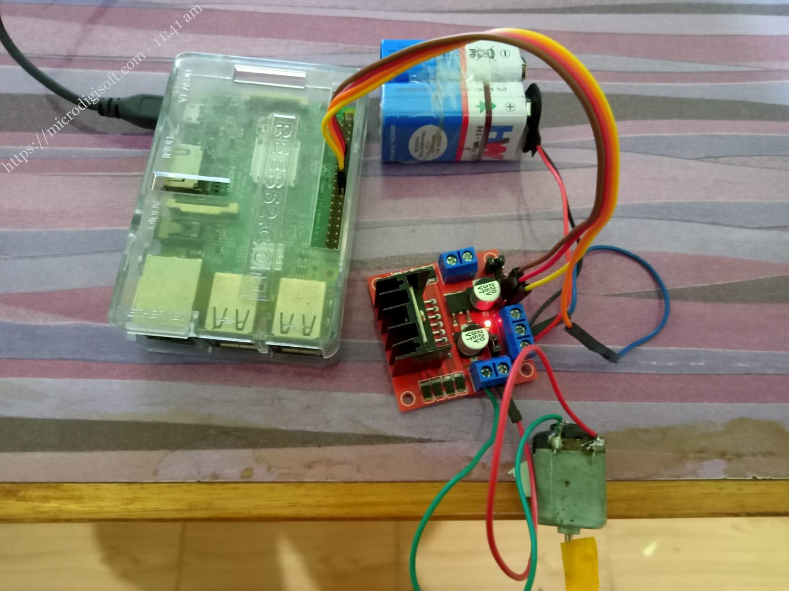 Interfacing DC Motor & Control with Raspberry Pi | microdigisoft.com