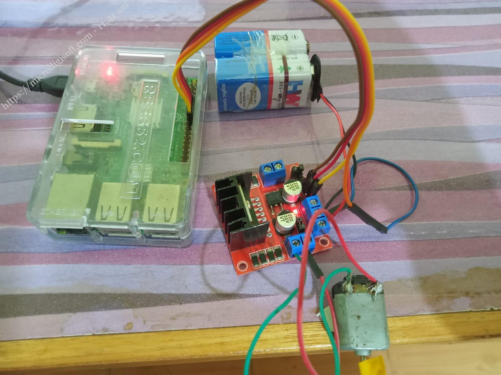 microdigisoft.com | Interfacing DC Motor & Control with Raspberry Pi