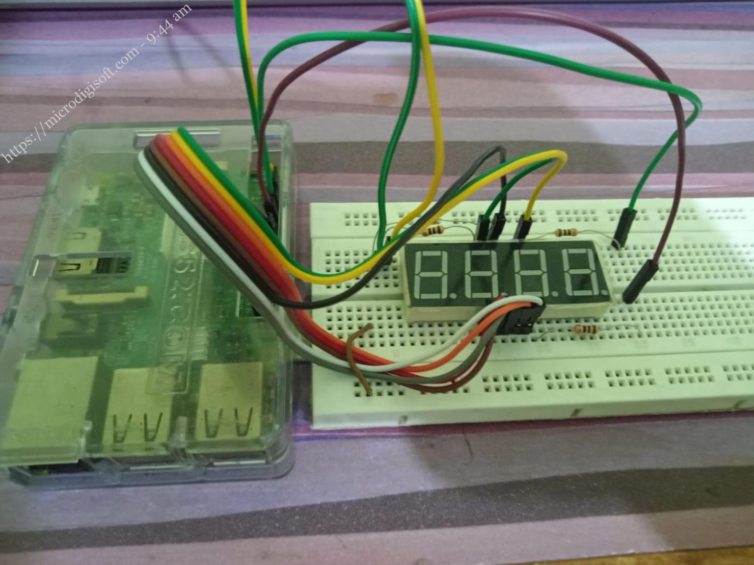 4-Digit 7-Segment Display using Raspberry Pi | microdigisoft.com