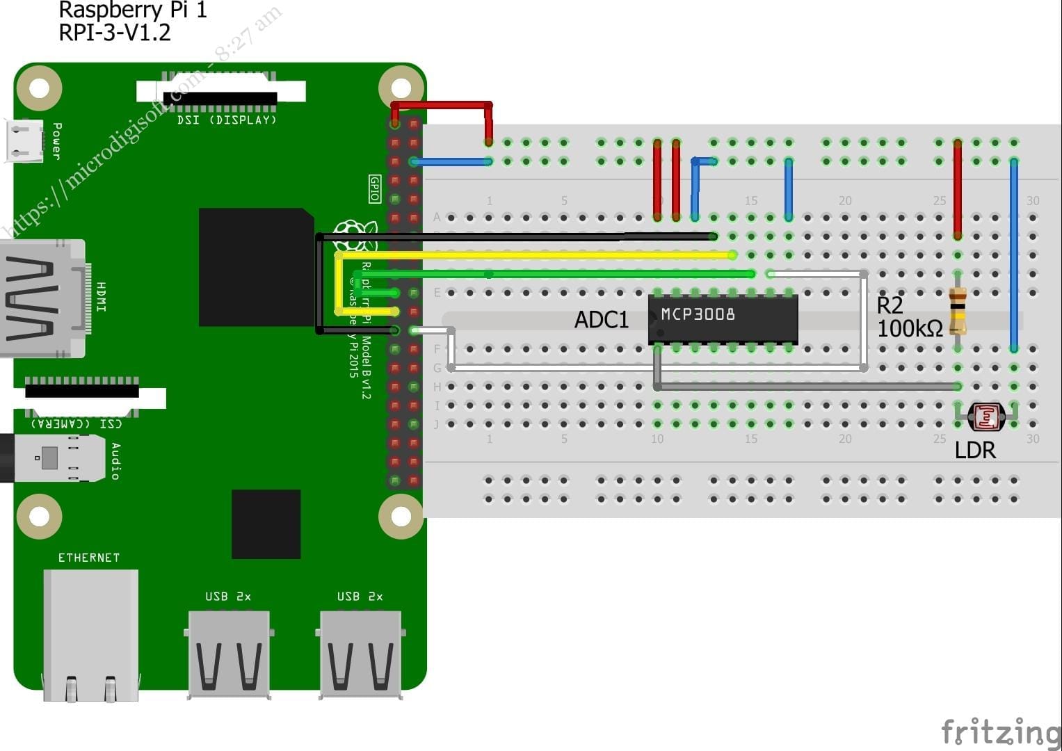 Raspberry Pi with ADC MCP3008 | microdigisoft.com