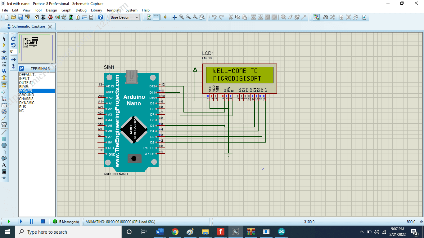 Interfacing LCD with Arduino Nano on Proteus | microdigisoft.com