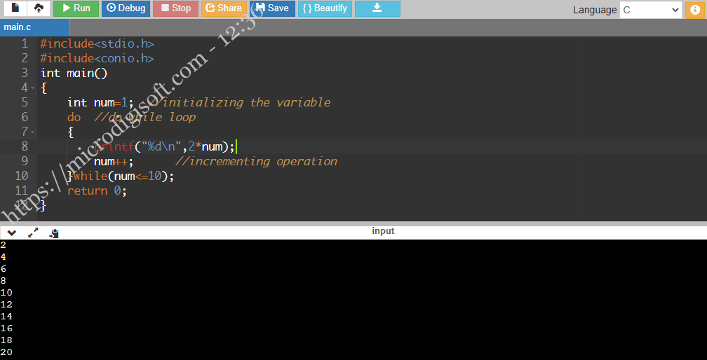 Loops : for, while, do while in Embedded C | microdigisoft.com