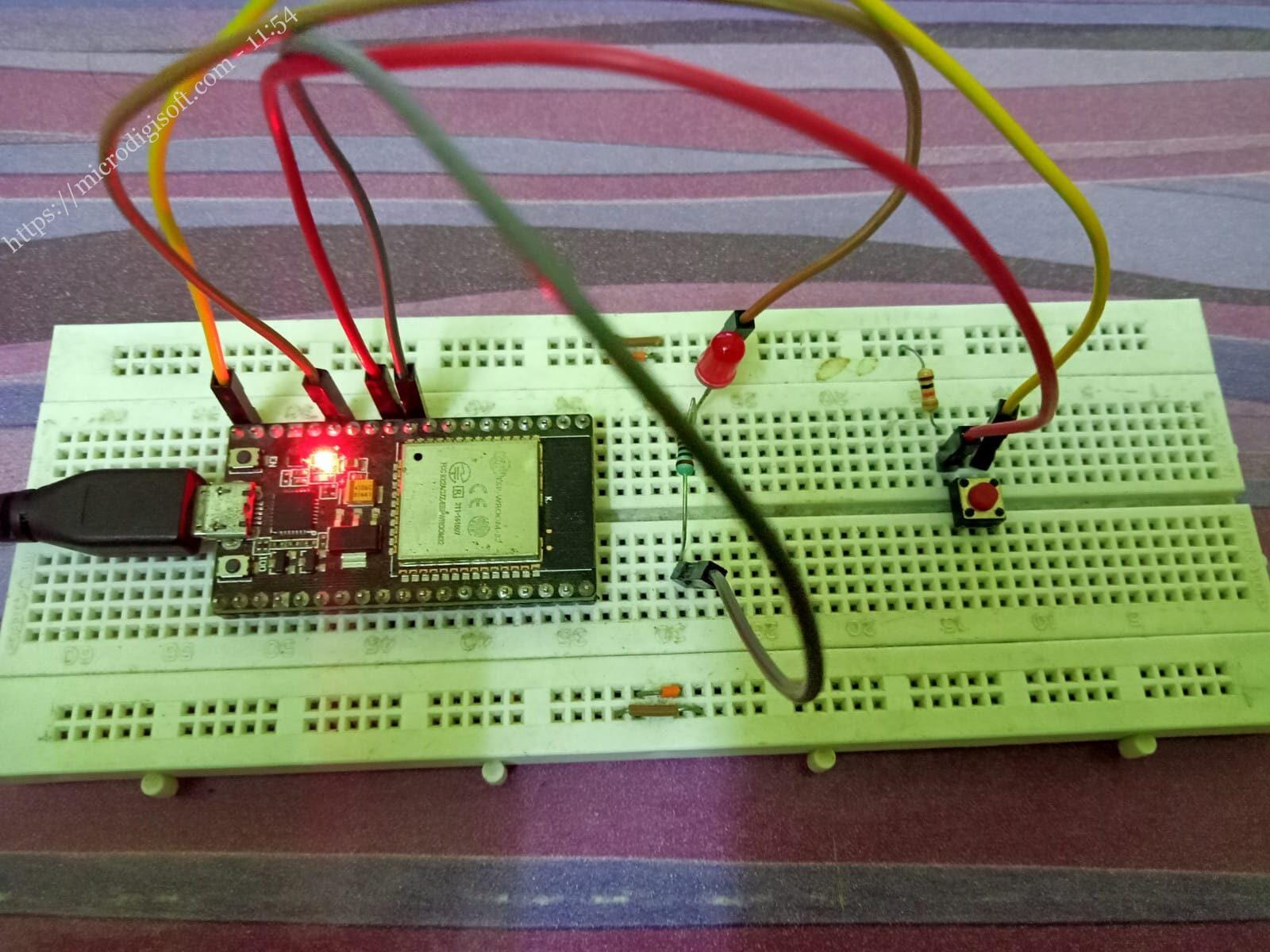 Interfacing Push Button with ESP32-ESP8266 using MicroPython | microdigisoft.com