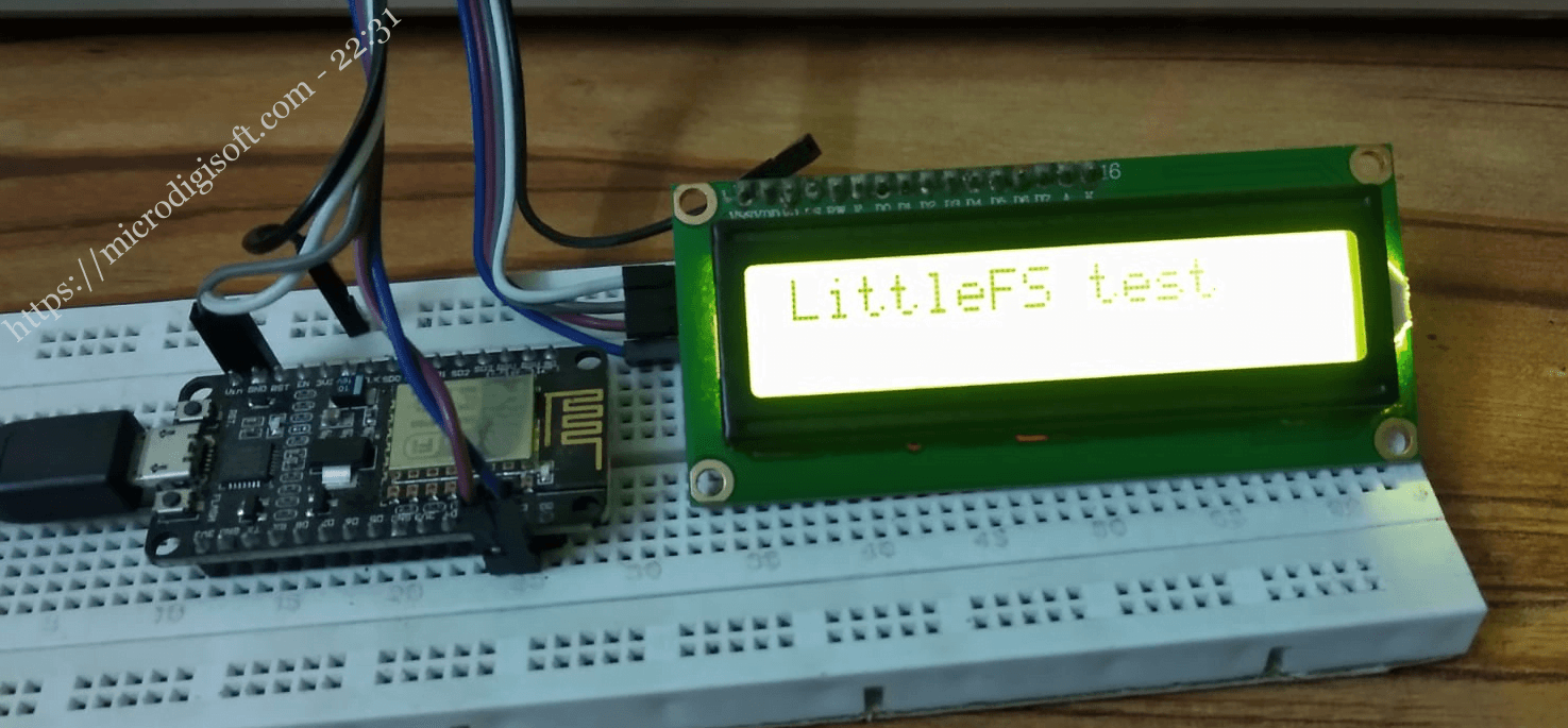LittleFS with ESP8266 to Read, Write and Delete Data on 16X2 LCD Display | microdigisoft.com