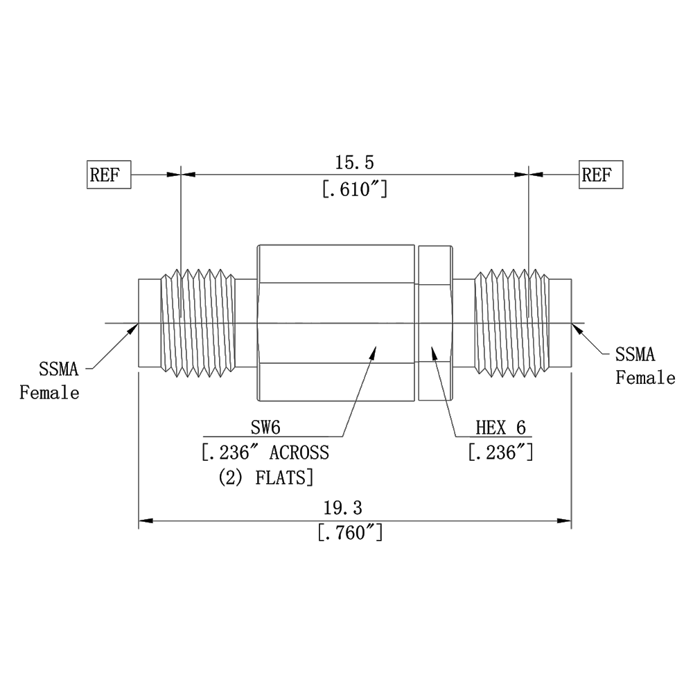 SSMA Female to SSMA Female Adapter - DC~40GHz - 19.3mm in Length