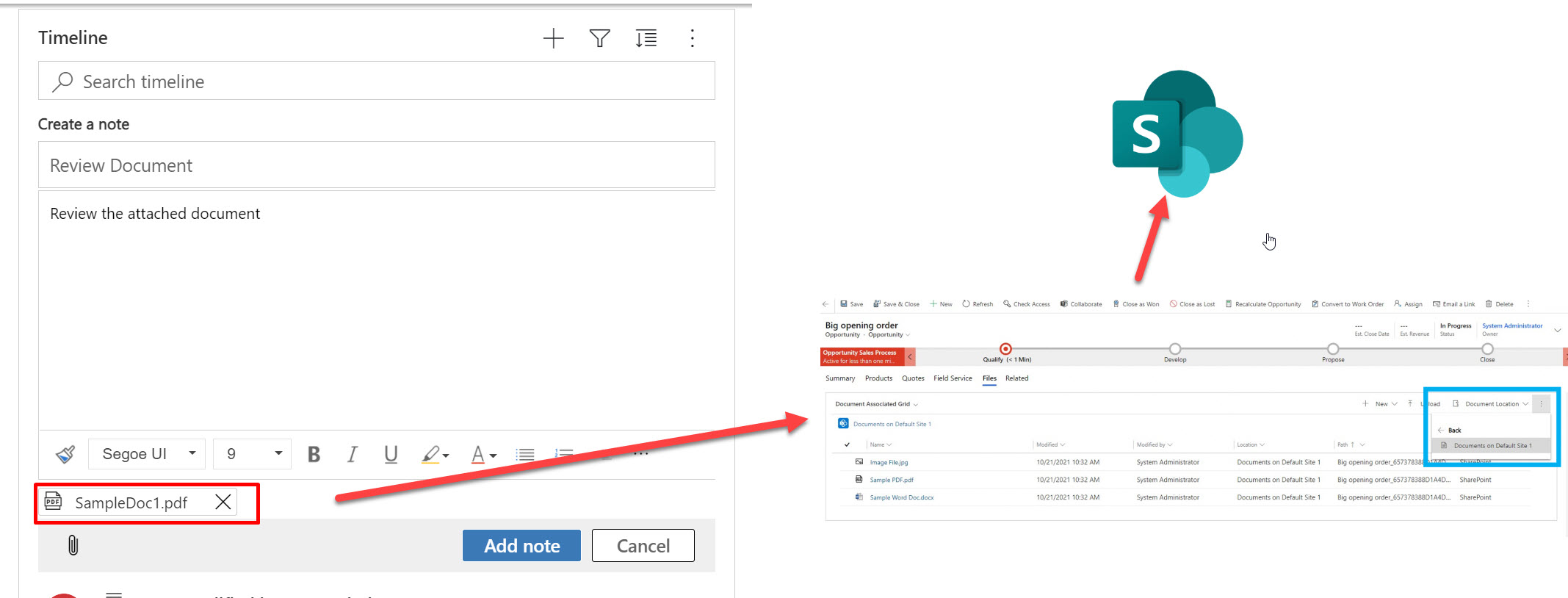 Move Attachments Note or email to SharePoint using Power automate flow Dataverse Microsoft ...